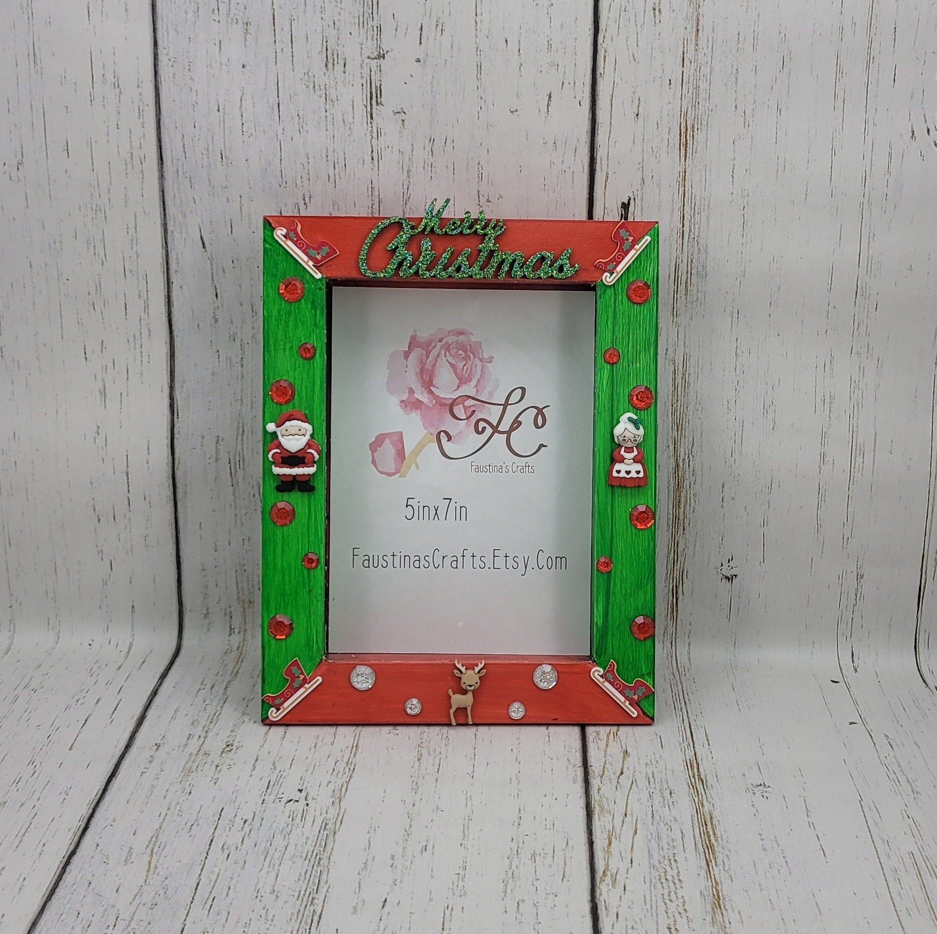 Merry Christmas Photo Frame | Santa Claus, Mrs.Claus, and Reindeer ...